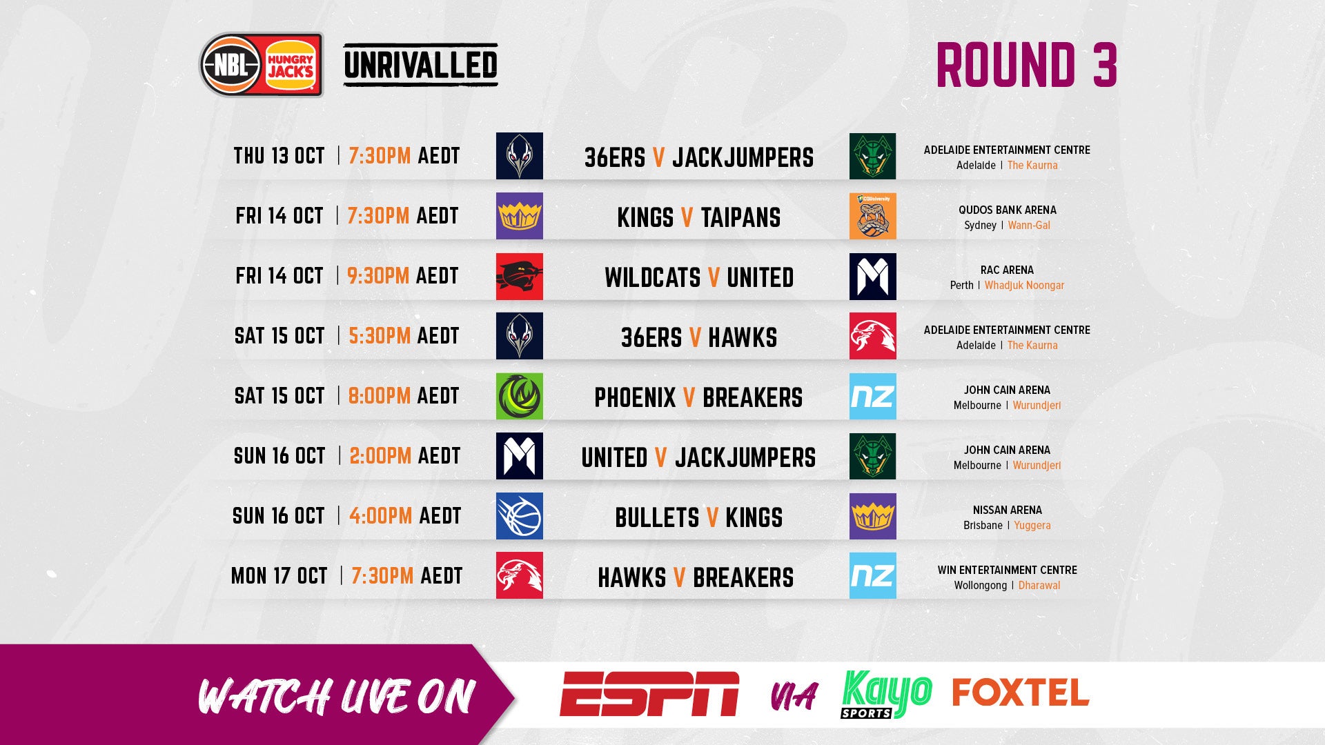 This Week's Games: Round 3